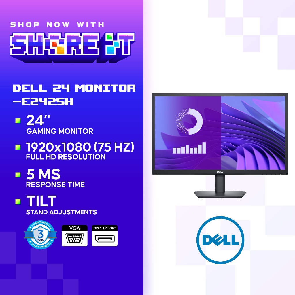 DELL 24” Monitor E2425H | E2425HS – Full HD VA Panel USB-C / HDMI / DP Built-in Speaker (HS ...
