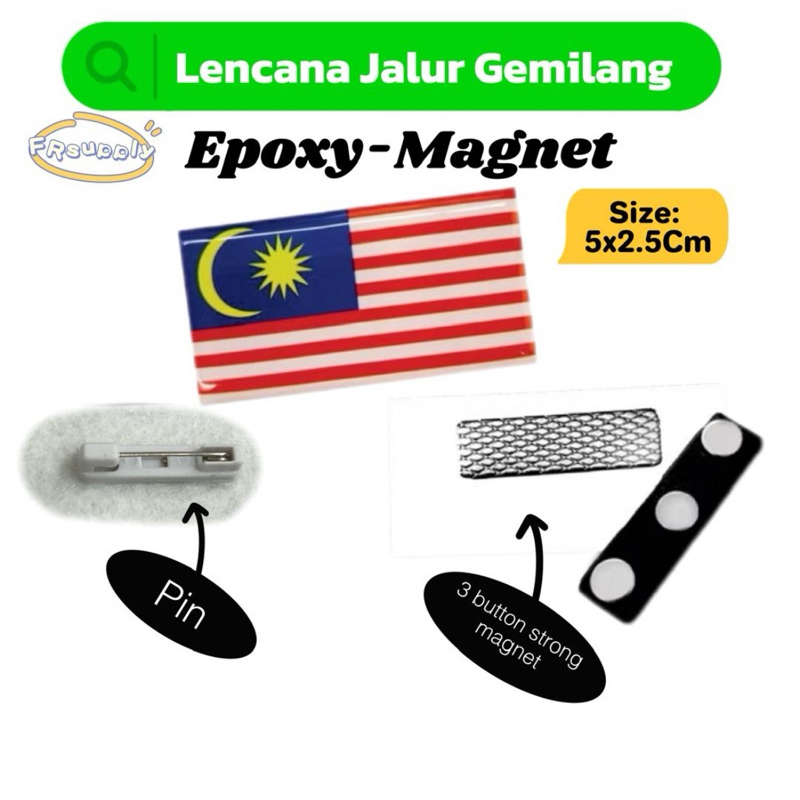 *Ready Stock*-Epoxy Lencana Pin Malaysia Jalur Gemilang (Pin/Magnet ...