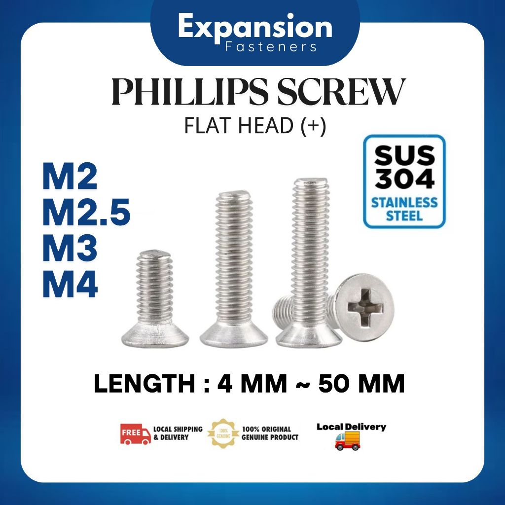 304 Stainless Steel M2 M2.5 M3 M4 CSK Phillips Flat Head Screw JIS ...