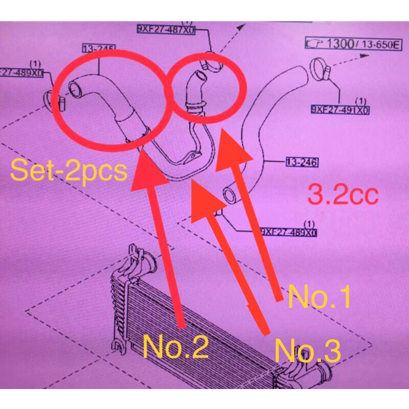 (Set-2pcs).Ford Ranger T6 T7 2.2/3.2 Intercooler Hose(Thailand). | Shopee Malaysia
