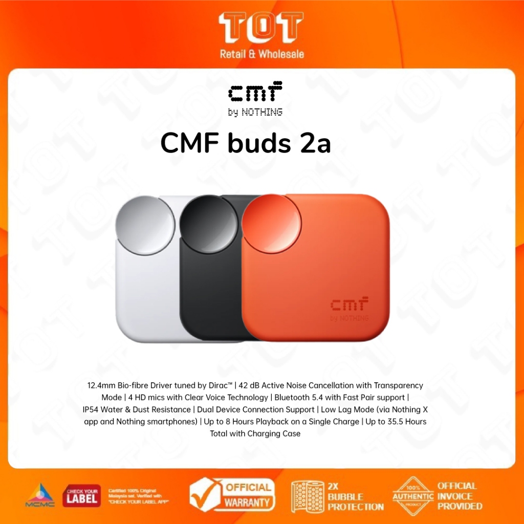 CMF Buds 2a I 12.4mm Bio-fibre Driver I Tuned by DIRAC I 42 dB ANC I Up ...