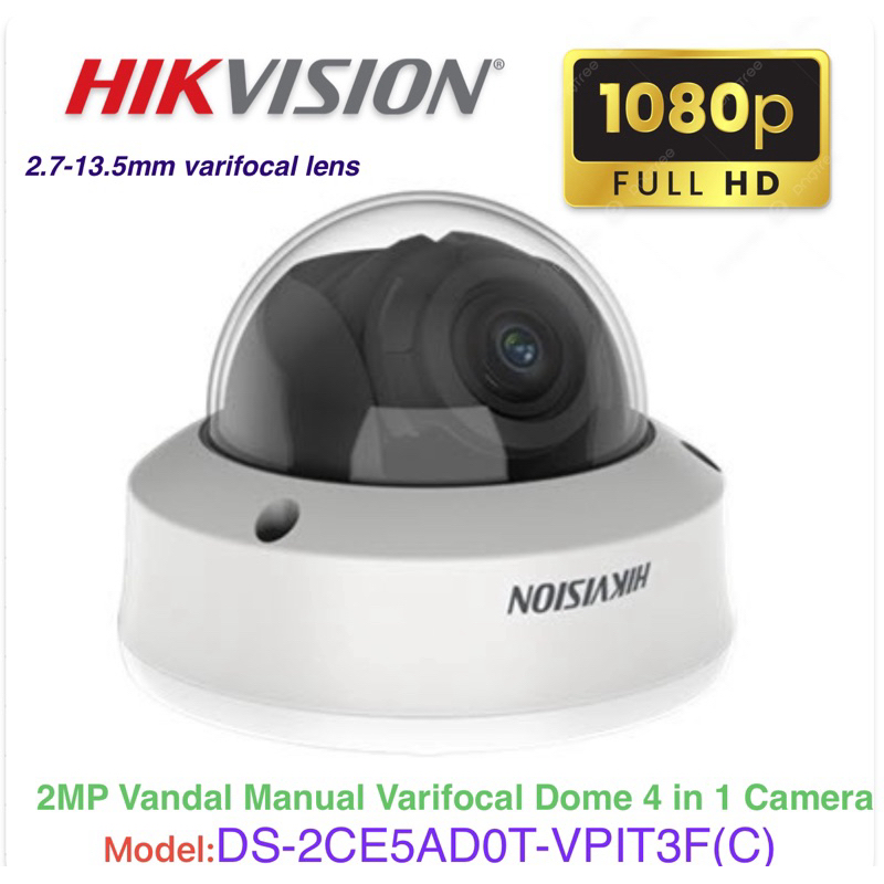 Hikvision 2MP Vandal Manual Varifocal Dome Camera | DS-2CE5AD0T-VPIT3F ...