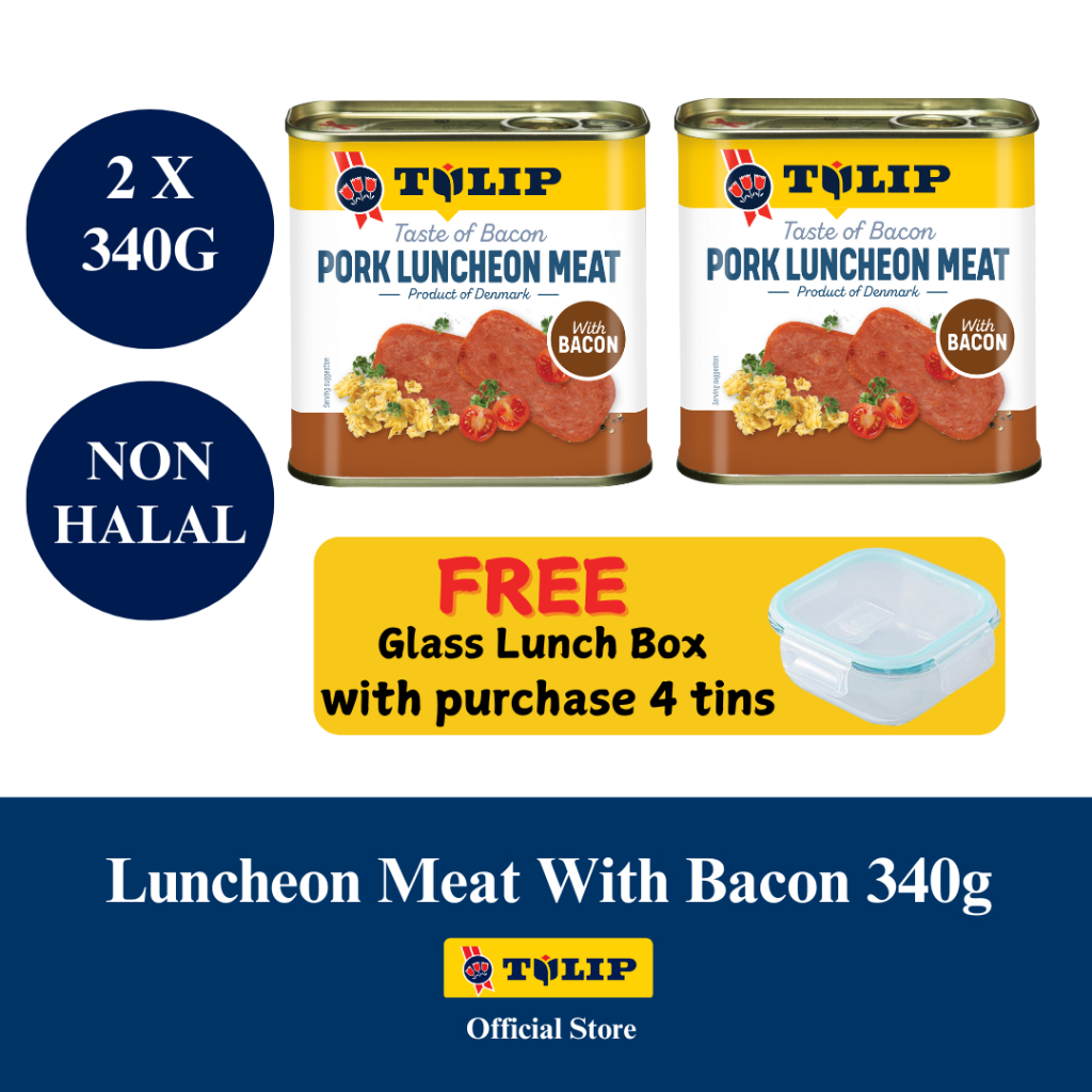 Tulip Pork Luncheon Meat with Bacon (340g x 2 Cans) | Shopee Malaysia