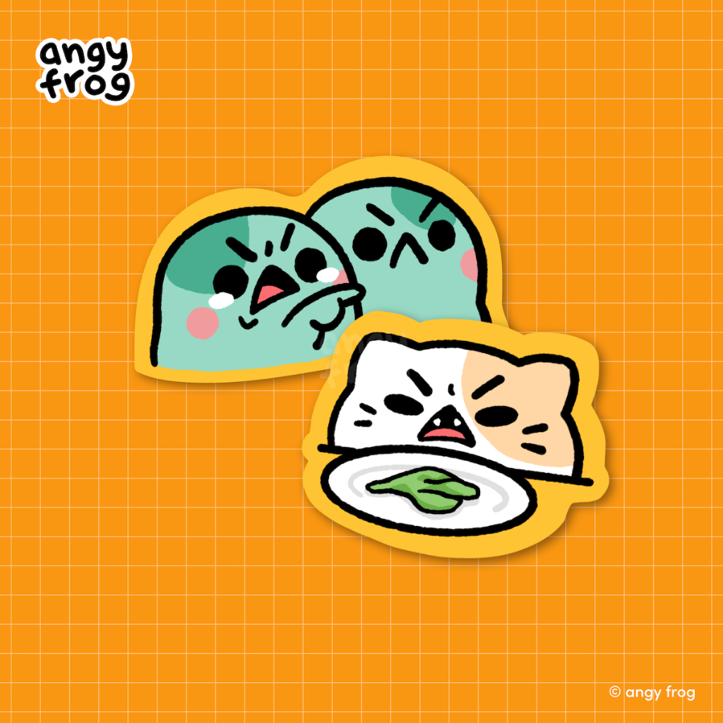 Angy Frog & Angy Cat | Yelling at cat meme sticker (a pair) | Shopee ...