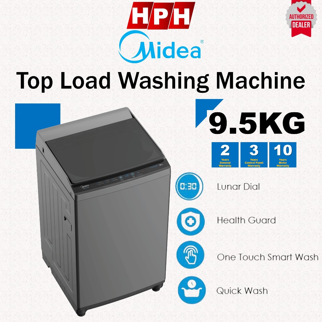 Midea Washing Machine (7.5kg/8.5kg/9.5kg) Top Load Fully Auto MA100W75 MA100W85 MA100W95 ...