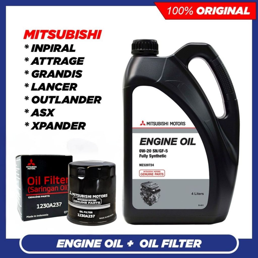 (WITH MITSUBISHI OIL FILTER) Mitsubishi 0W20 SN Fully Synthetic Engine ...