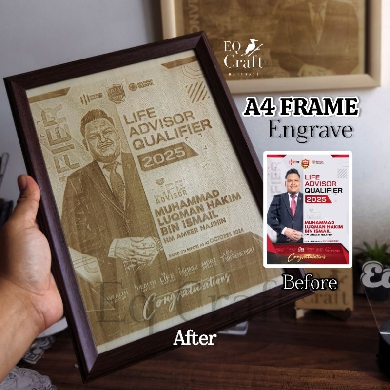 Wooden photo custom made laser engrave ukiran laser by EQ.Craft ...