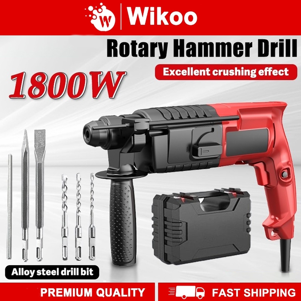1800W Concrete Hammer Drill Heavy Duty 3 Mode Rotary Hammer Drill 26mm ...