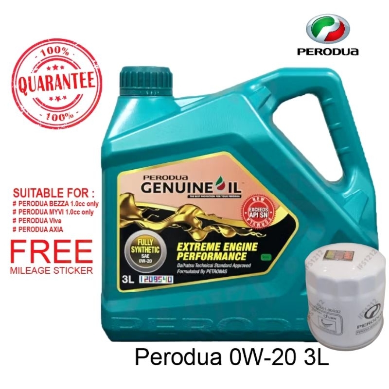 ORI PERODUA FULLY 0W20 3L BEZZA 1.0 AXIA VIVA MYVI 1.0 ENGINE OIL 0W-20 SYNTHETIC 0W 20 NEW ...