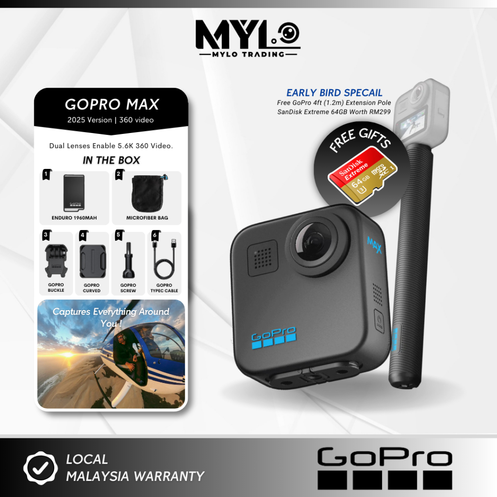(READY STOCK) - GoPro MAX 360 Action Camera | Waterproof + Stabilization | 5.6K 360 Video ...