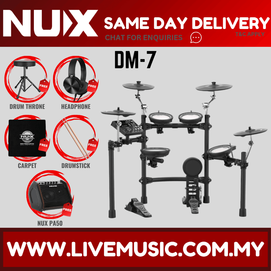 *SAME DAY DELIVERY* NUX DM-7 5 Piece Mesh Digital Electronic Drum Set ( DM7 / DM7X ) | Shopee ...