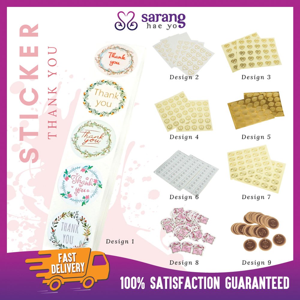 50 Pcs Thank You Sticker Terima Kasih Doorgift Wrapping Packing Wedding ...