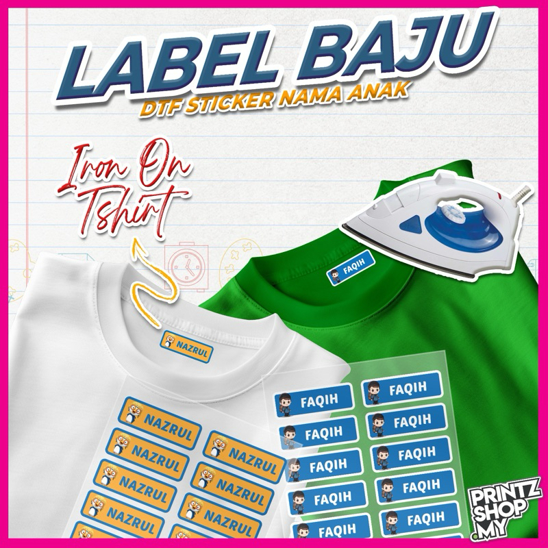 NEW DESIGN!!! Sticker Label Baju & Iron On Label, Pelekat Nama Baju ...