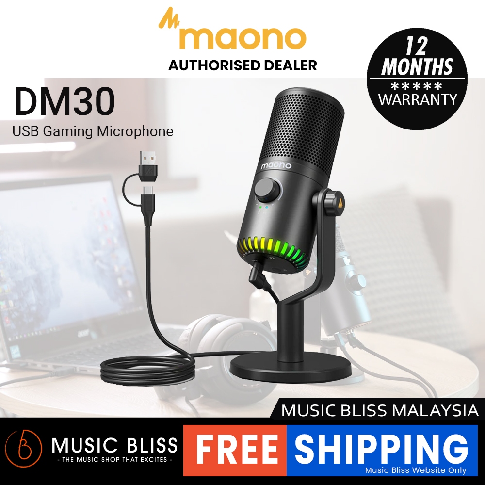 MAONO DM30 USB RGB Gaming Microphone Computer Mic with Mic Gain and RGB ...