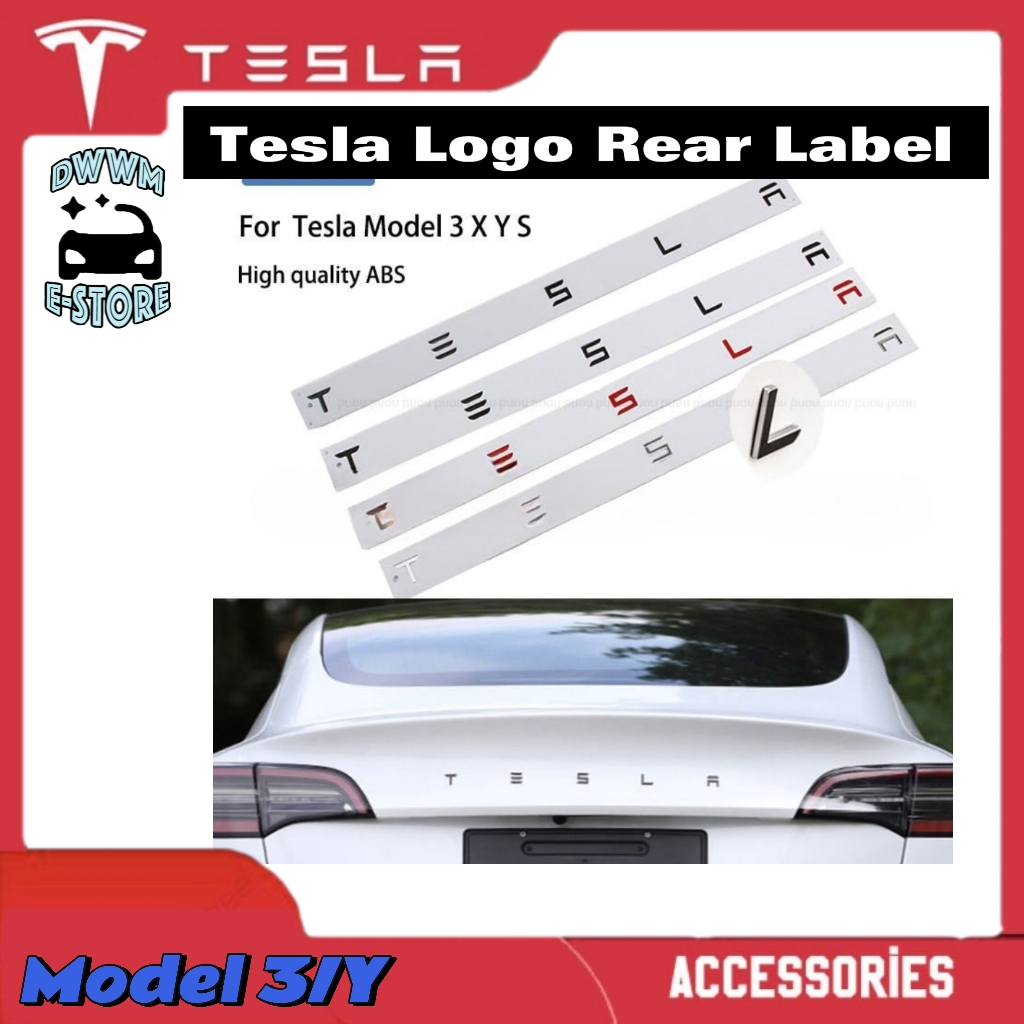 Tesla Model 3 Y S X Car Trunk Logo Sticker Rear Tail Badge English ...
