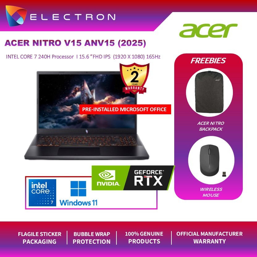 Acer Nitro V 15 ANV15-52-7287 15.6" FHD 165Hz (C7-240H, 16GB, 512GB SSD ...