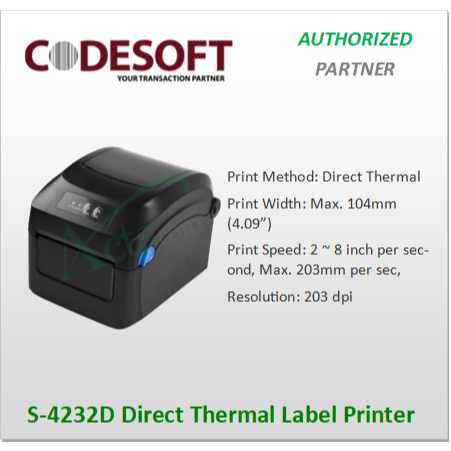 CODESOFT S-4232D USB+Bluetooth connection Direct Thermal Label Printer ...