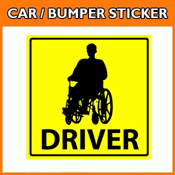 OKU Driver Yellow Wheelchair - Car Sticker / Bumper Sticker / Motor ...