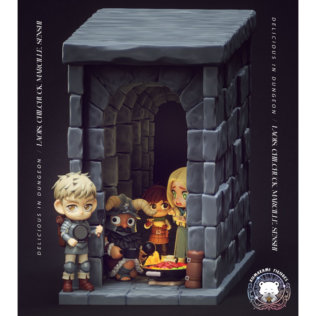 Kumakami Figures Dungeon Meshi Chibis 3D printed resin figure booknook ...