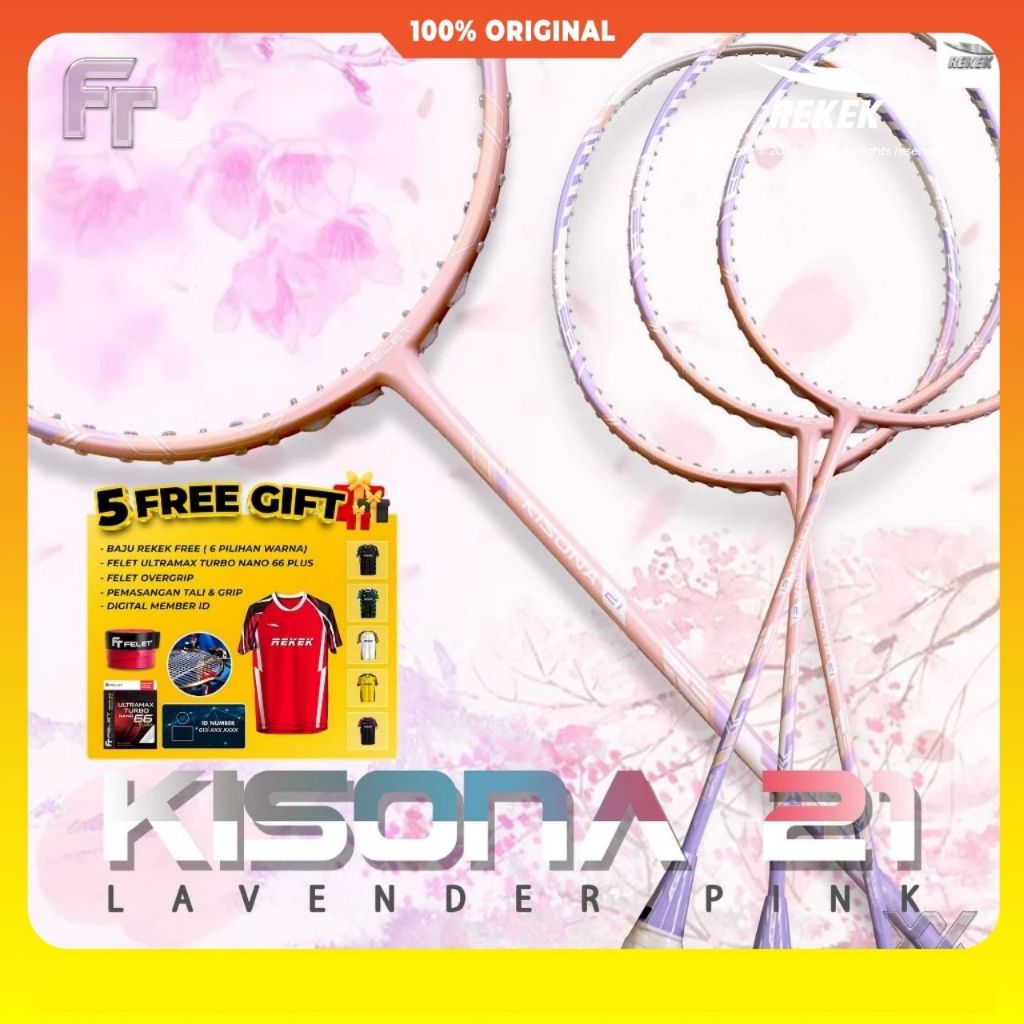 FELET Kisona 21 Lavender / Pink Best Female Badminton Racket Original ...
