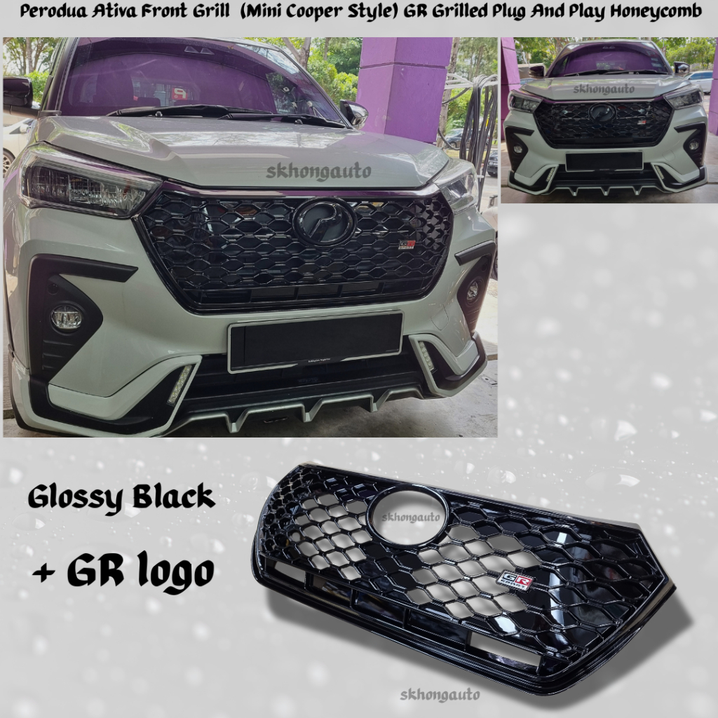 Perodua Ativa Front Grill Glossy Black (Mini Cooper Style) GR Grilled ...