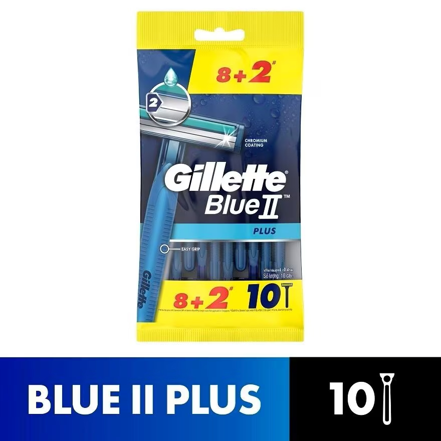 🪷 GILLETTE : Blue II "Plus" - Disposable Razor 10's 🪷 | Shopee Malaysia