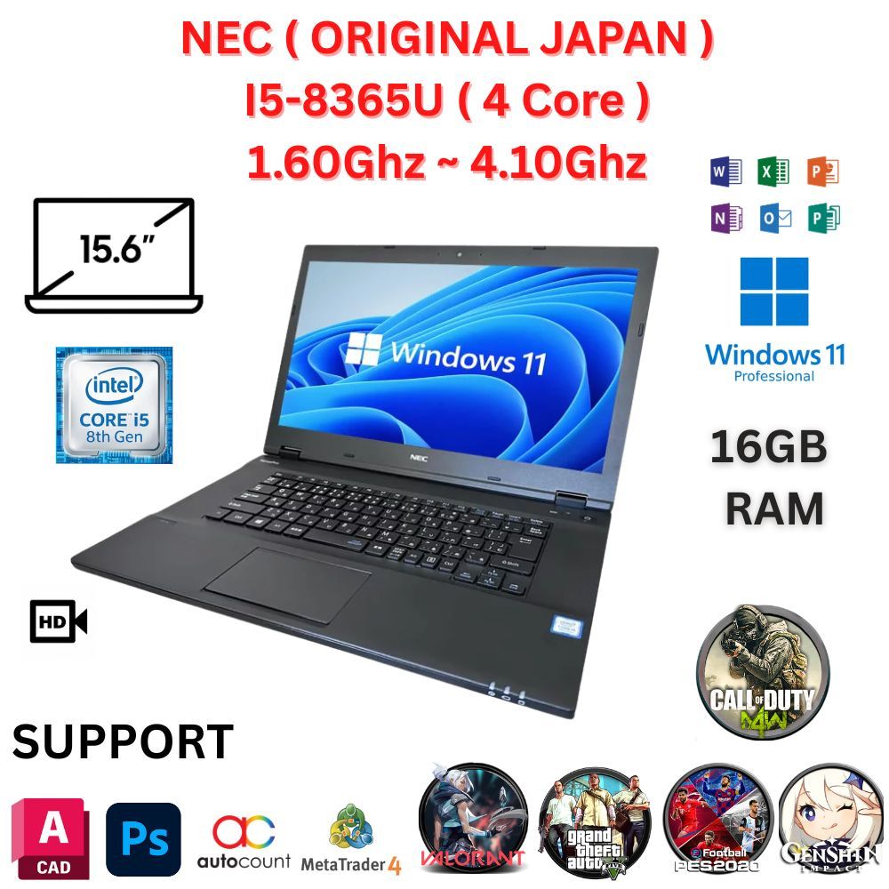 GAMING NEC ORIGINAL JAPAN I5-8TH 4CORE 16GB RAM 512GB BIG SCREEN 15 ...