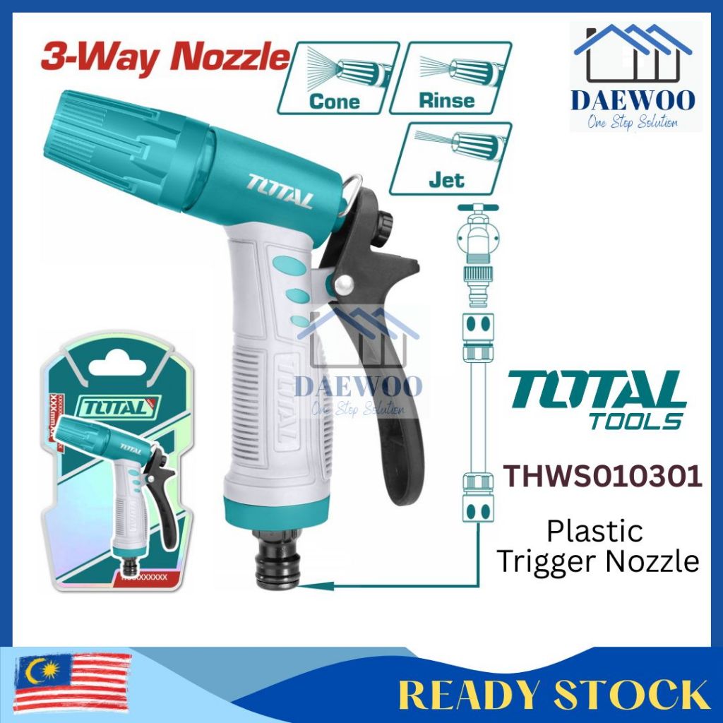 TOTAL Plastic Trigger Nozzle, Adjustable 3 Different Spray Patterns ...