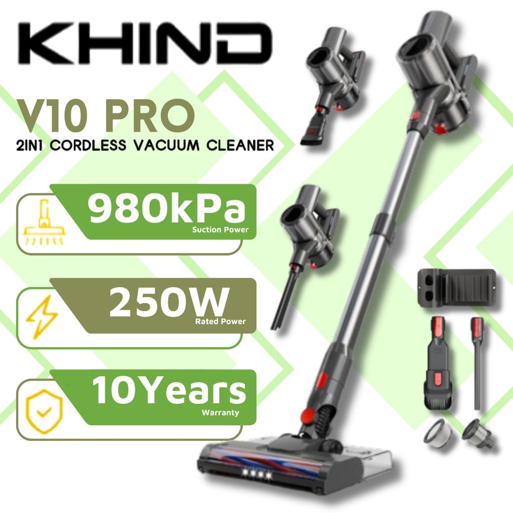 KHIND Cordless Vacuum Cleaner 2IN1 Portable Handheld V10 PRO Vakum ...