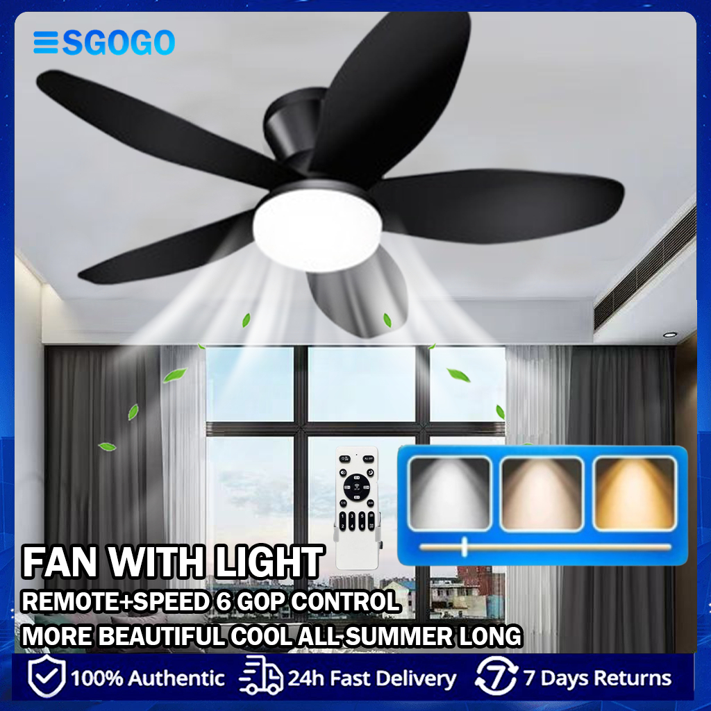 Newest Ceiling Fan with Lamp 6 Speed Fan Kipas Siling With 3 Color LED ...
