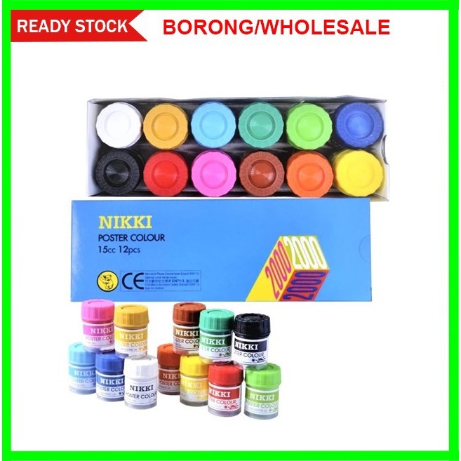 NIKKI POSTER COLOUR 12 COLOUR [ 15CC ] (READY STOCK / 100% ORIGINAL ...