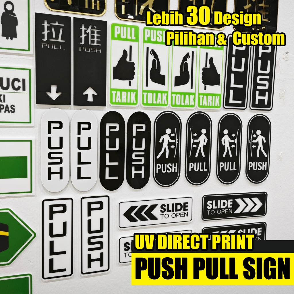 Push Pull Sign Office Cafe Sign Hotel Acrylic PUSH PULL TOLAK TARIK ...