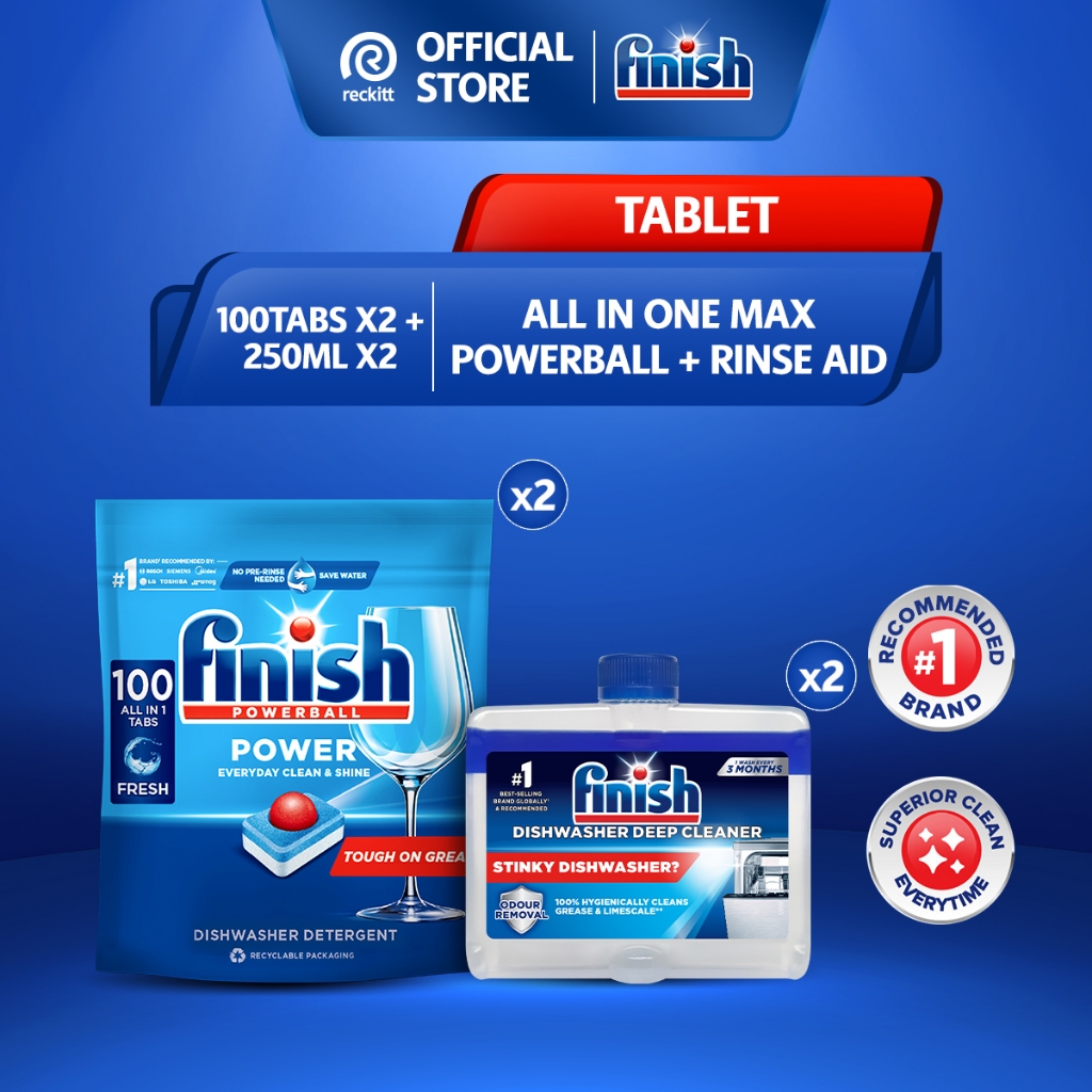 Finish 6 Months Supply Dishwasher Cleaning Kit (100x2pcs + 2 Machine ...