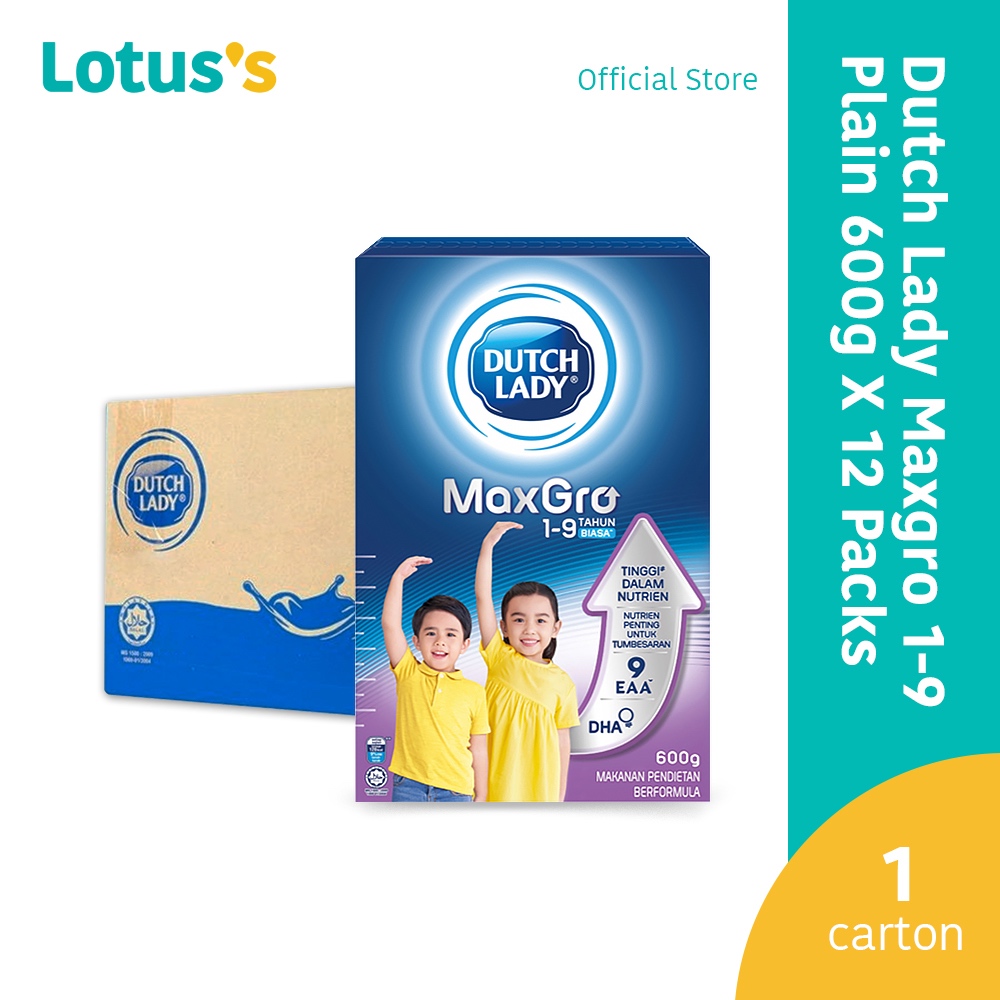 Dutch Lady Maxgro 1-9 Plain 600g X 12 Packs (1 Carton) | Shopee Malaysia