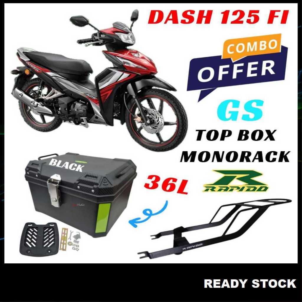 (HONDA DASH 125 FI) GS 36L BLACK BOX+RAPIDO MONORACK VRACK Motorcycle ...