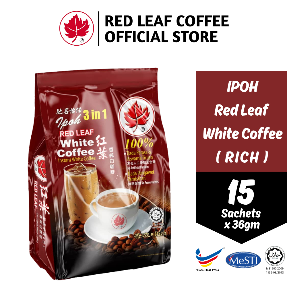 [Halal] Ipoh Red Leaf White Coffee 3in1 RICH | 15x36g | Classic Malaysian Instant Coffee 红叶白咖啡3合 ...