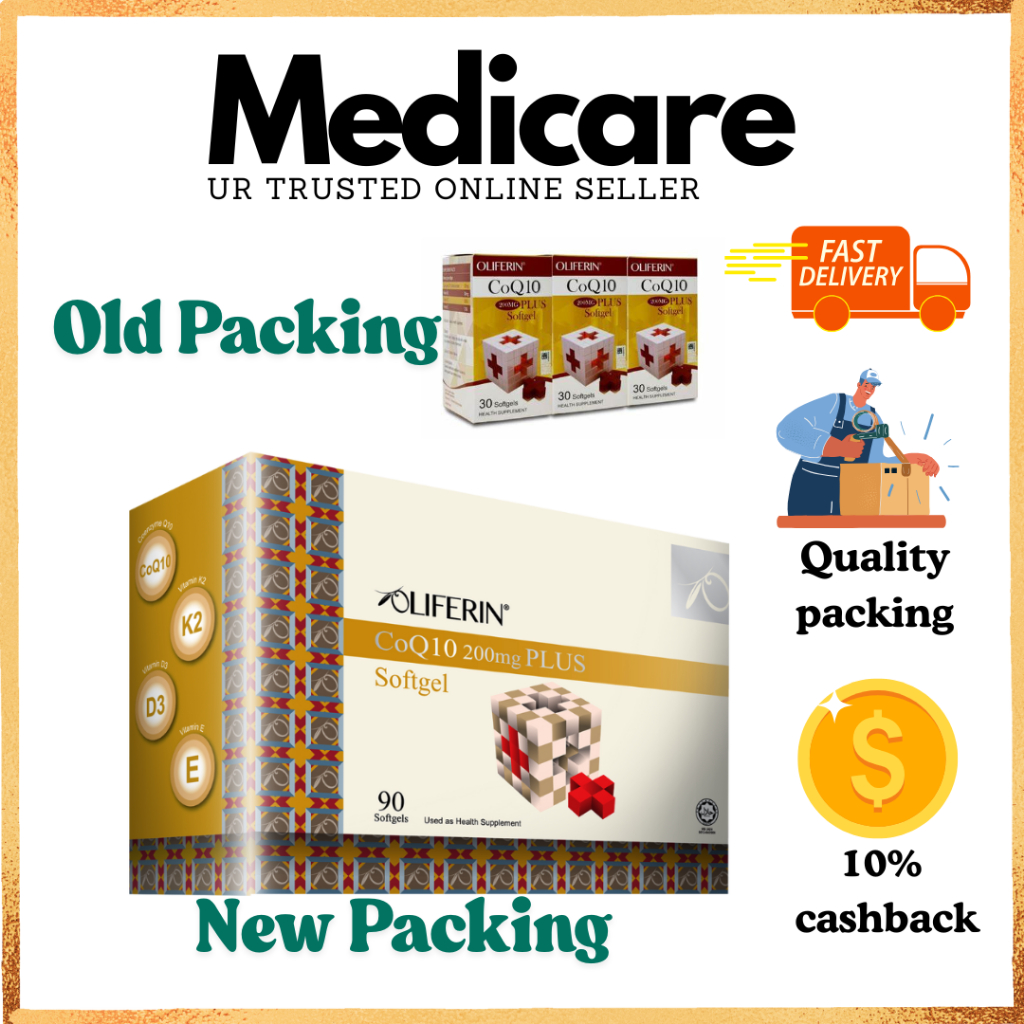 Nutriva Oliferin CoQ10 200mg Triple Pack (30 Capsules x 3) Heart ...