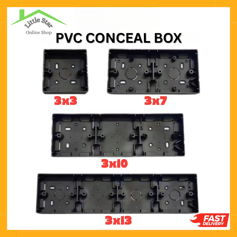PVC Conceal Black Box 3x3 3x6 3x7 3x10 3x13 Kotak Suis Elektrik Casing ...