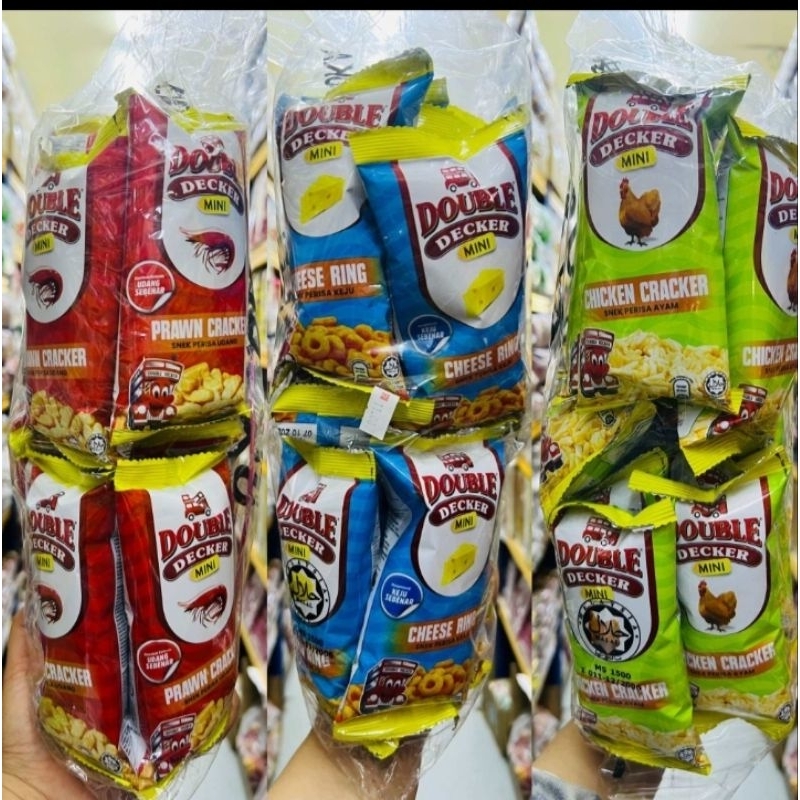 (10PCS / 30PCS ) SNACK / JAJAN / KEROPOK DOUBLE DECKER MINI PRAWN ...