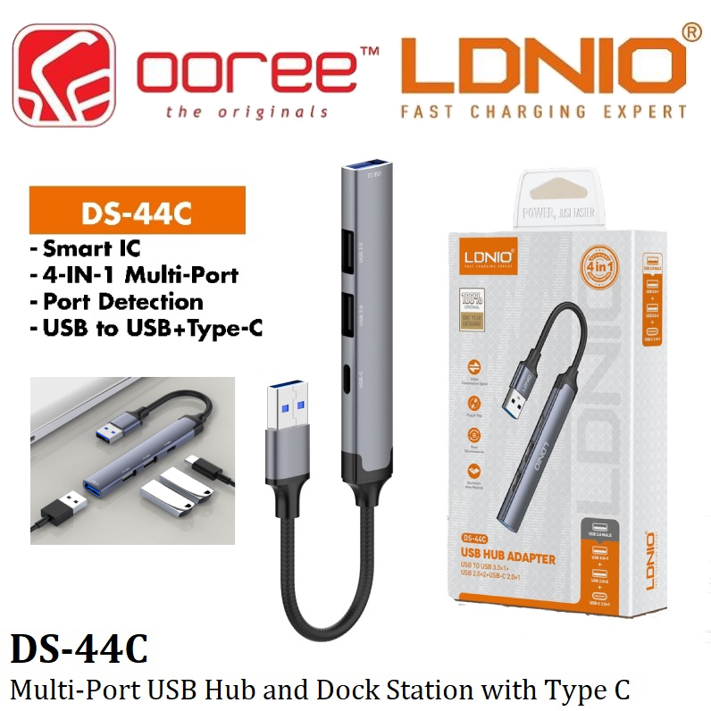 LDNIO DS-44C/DS-44U 4IN1 MULTI-PORTS USB TO USB 3.0 HUB ADAPTER DOCK ...