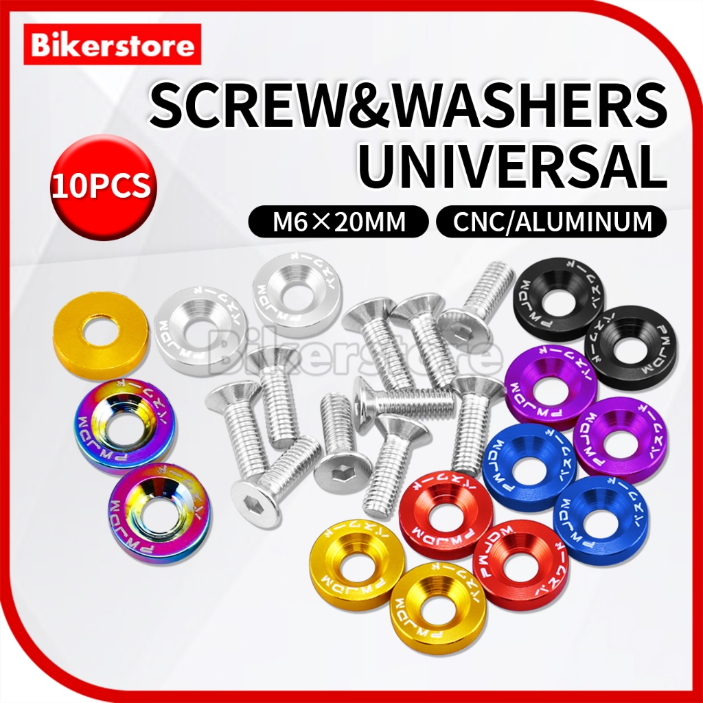 10 PCS M6 JDM Screw Modified Hex Fasteners Fender Washer Bumper Engine ...