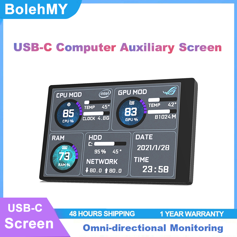 3.5 inch IPS USB-C Portable Omni-directional Monitoring Monitor ...