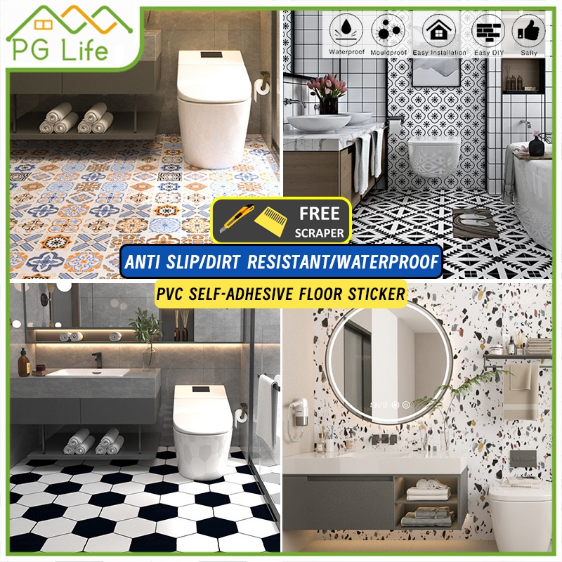 Non Slip Bathroom Floor Sticker Wallpaper Lantai Vinyl Pelekat ...