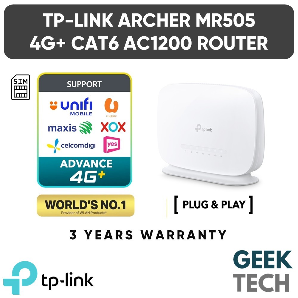 TP-Link Archer MR505 4G+ CAT6 AC1200 Dual Band Gigabit EasyMesh SIM ...