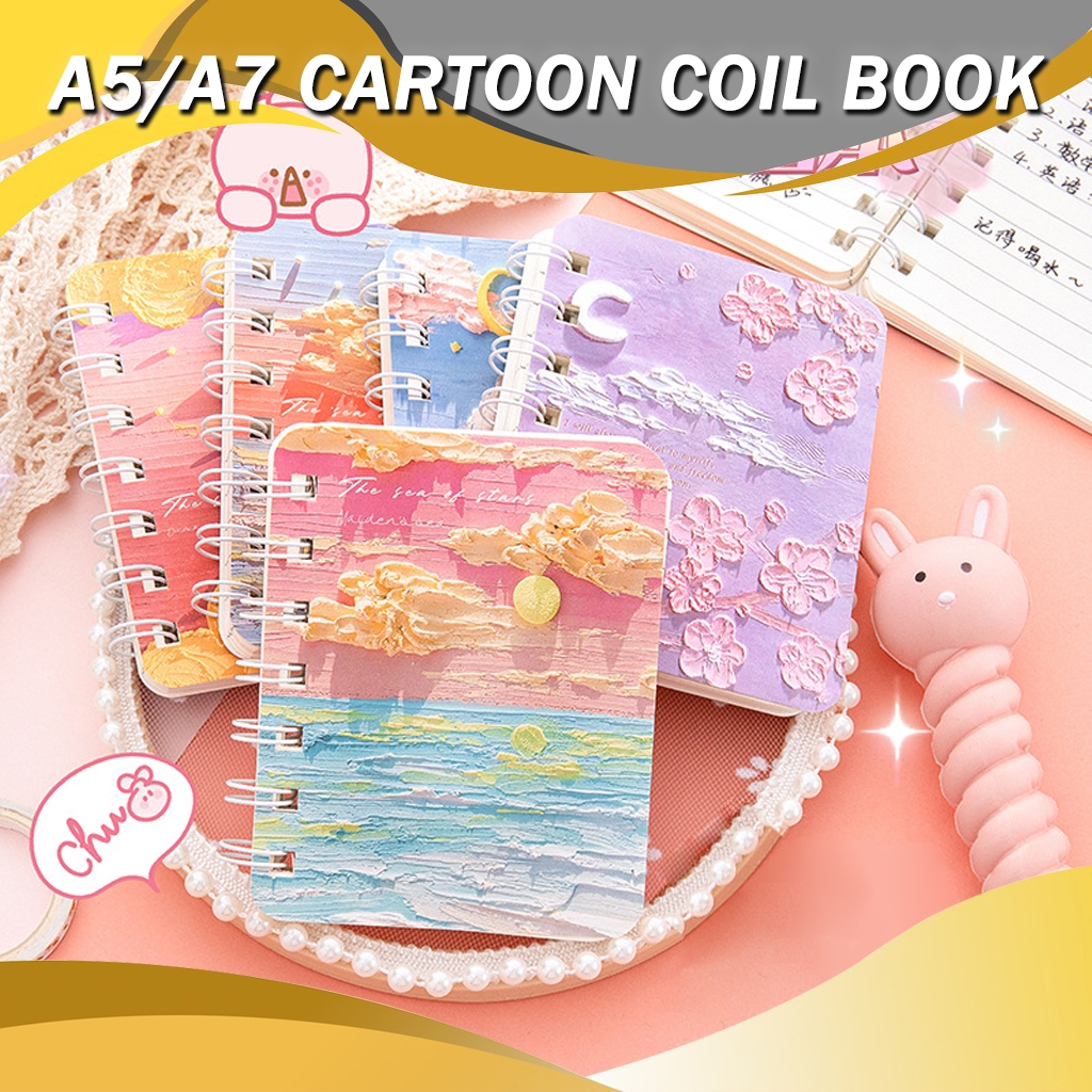1Pcs Notebooks Aesthetic Oil Painting Cover Coil Spiral Notebook A5/A7 ...