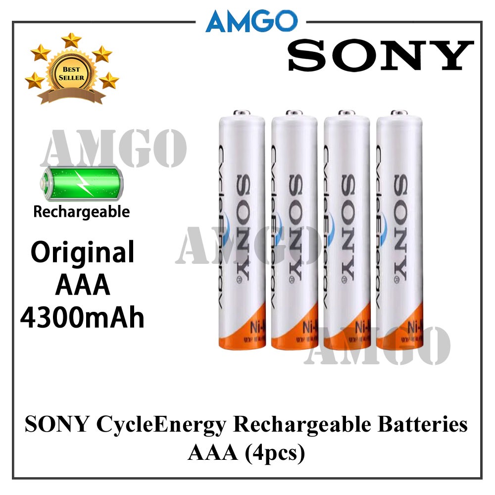 AMGO 4pcs Sony CycleEnergy Rechargeable Battery AAA / AA Charger Ni-MH ...