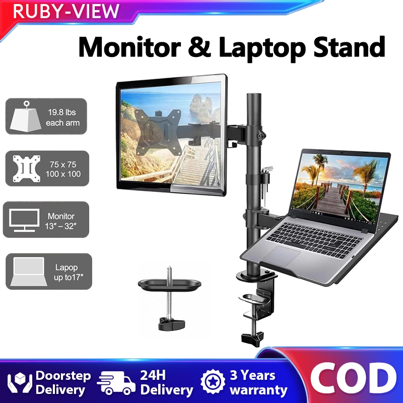 RUBY Laptop Monitor Arm Stand 2 in 1 Stand Office Efficiency Adjustable ...