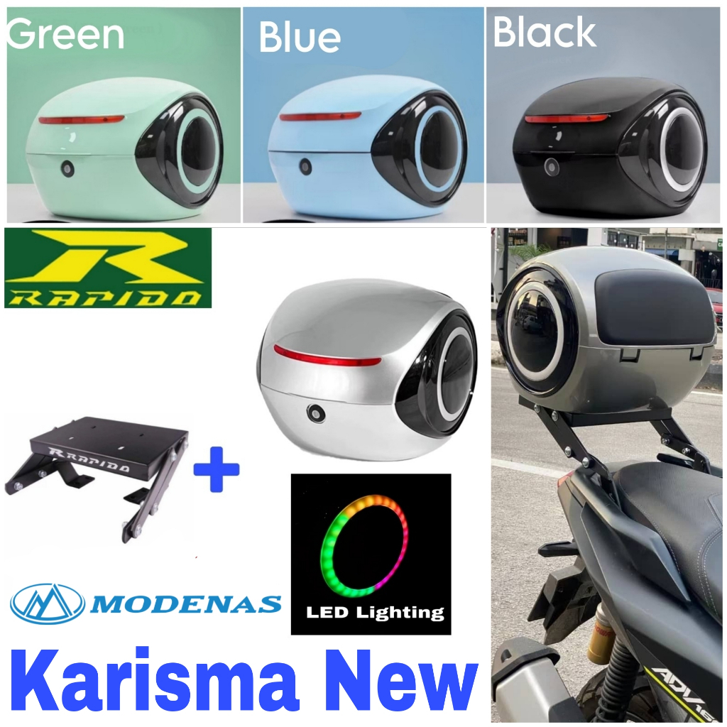 Combo Set Monorack Rapido Modenas Karisma 125 New Top Box Alien ABS ...