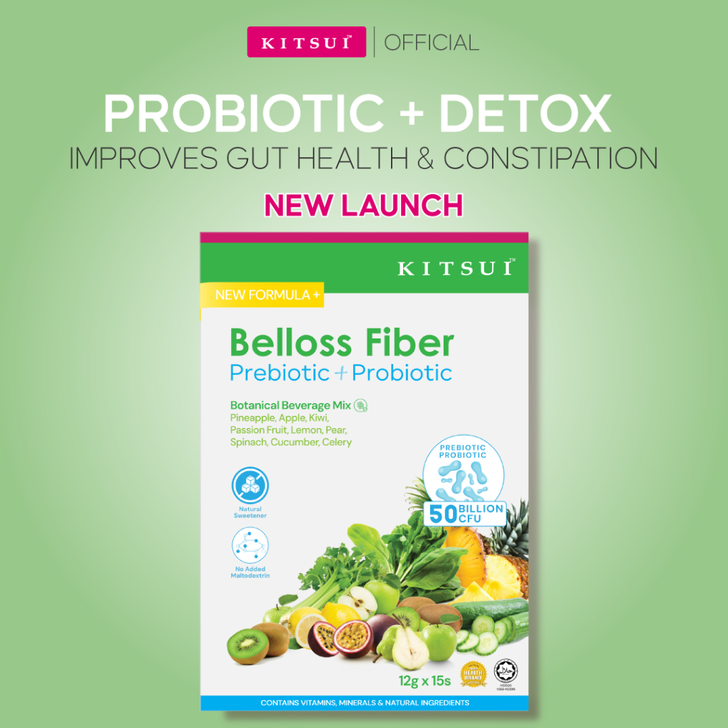 [NEW] KITSUI Belloss Pre + Probiotic 15's x 12g - Halal Detox Fiber ...