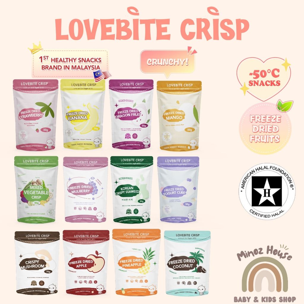 [Halal] LOVEBITE Crisp HEALHTY CRISPY ORIGINAL FOOD (FREEZE DRIED) 水果蔬菜冻干 100%不脆退款！Strawberry ...